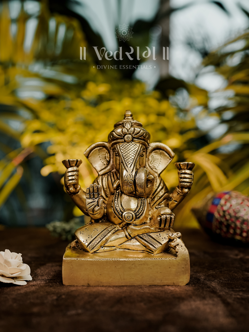 Brass Dagdu Ganesha | Unique Handcrafted Brass Ganesha Idol | Symbol of ...